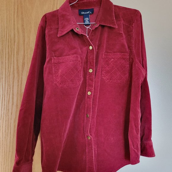 Other | Burgundy Denim And Company Shirt Well Made Snaps Down Front ...